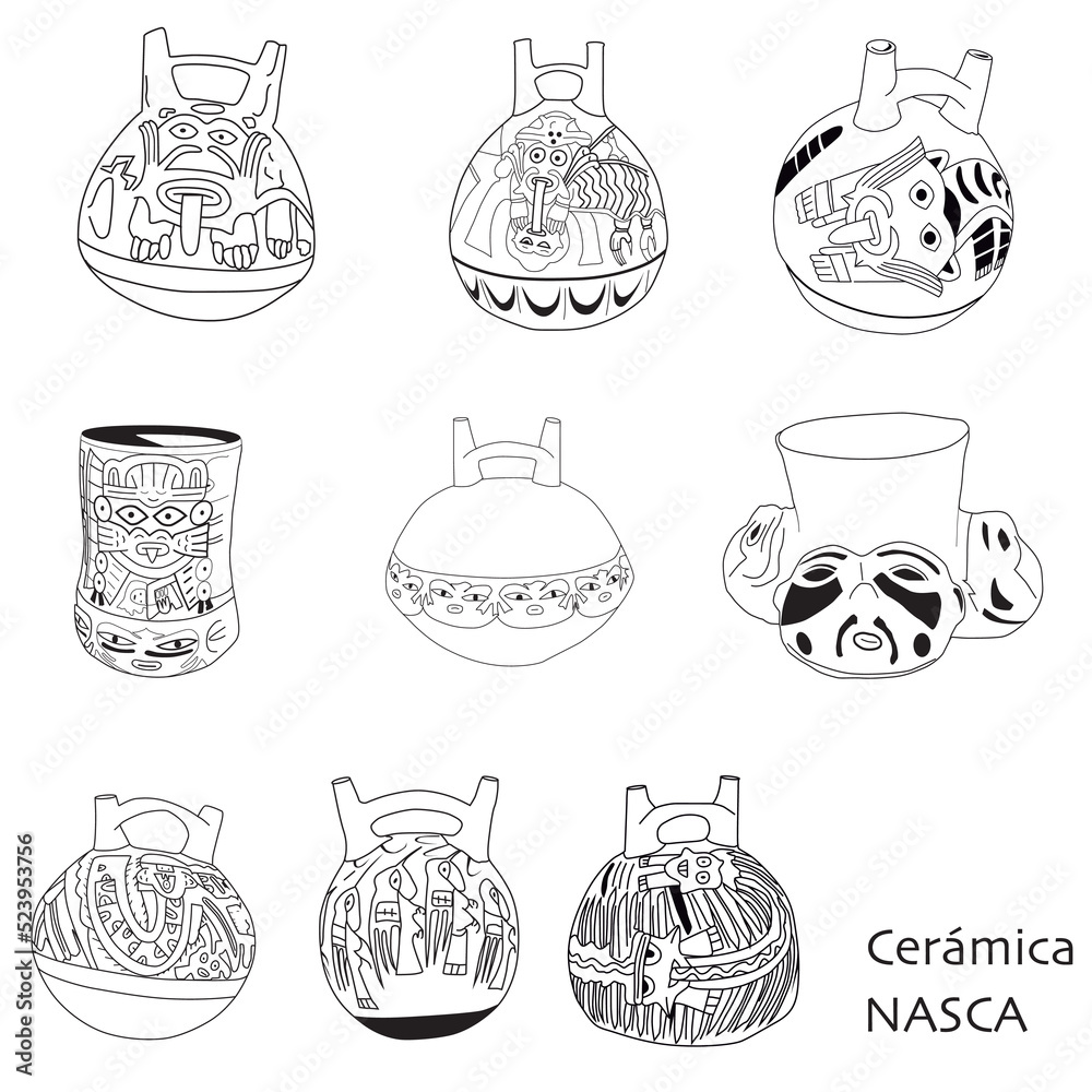 Nasca ceramics, Nasca graphic art. Huacos with animal figures, Nasca ...