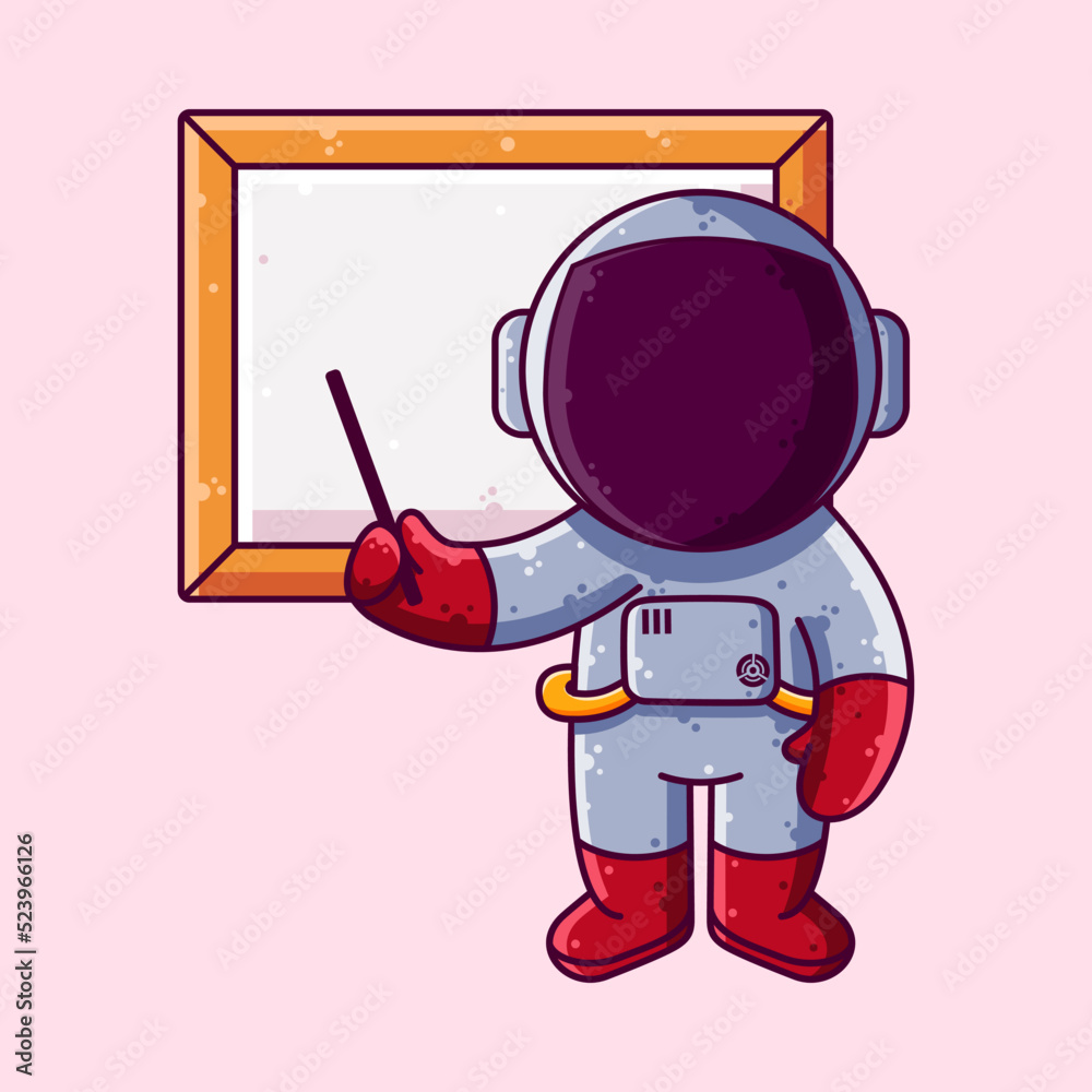 Cute Astronaut Explaining with Board Cartoon Vector Illustration ...