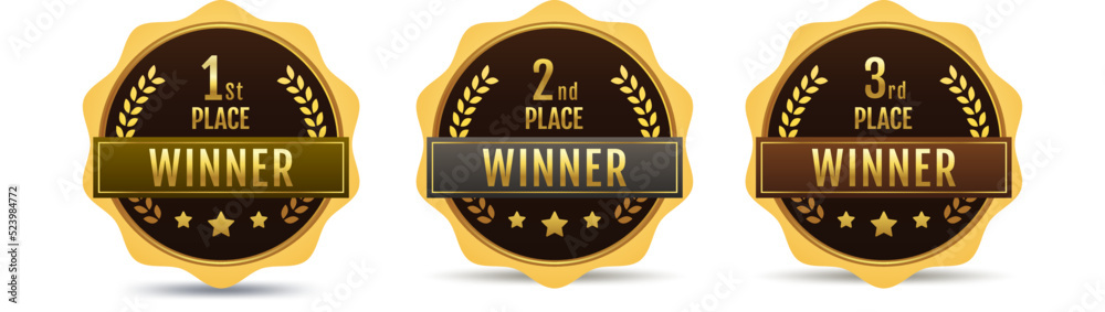 1st 2nd 3rd place Winner Award Honor Gradient Medal insignia Badge with ...