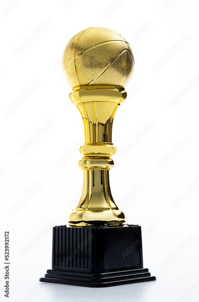 Golden basketball trophy on white background Stock Photo | Adobe Stock
