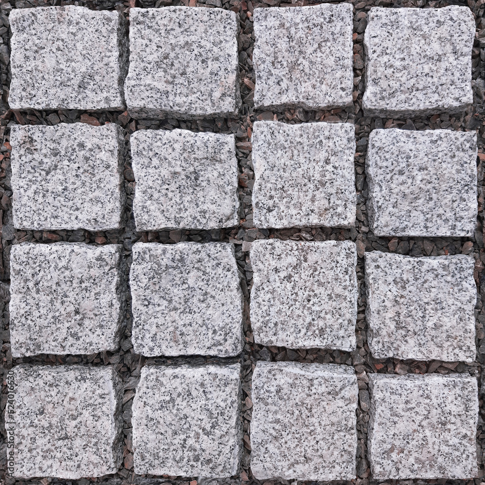 Laying Install Pedestrian Floor with Granite Grass Block. Paver Floor ...