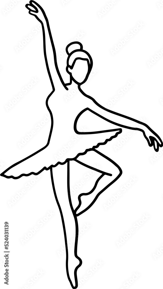ballerina pose line art drawing Stock Vector | Adobe Stock