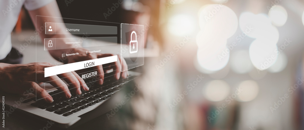 Concept cyber security, information security and encryption, secure access to user's personal ...