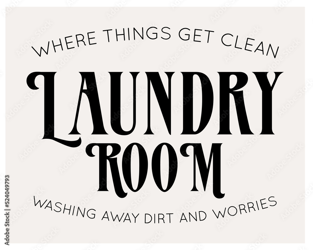 Vintage, retro Laundry Room sign for stylish home design vector Stock ...