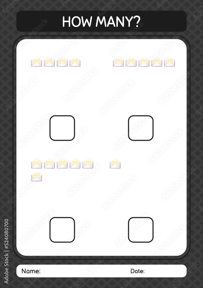How many counting game with paper mail. worksheet for preschool kids ...