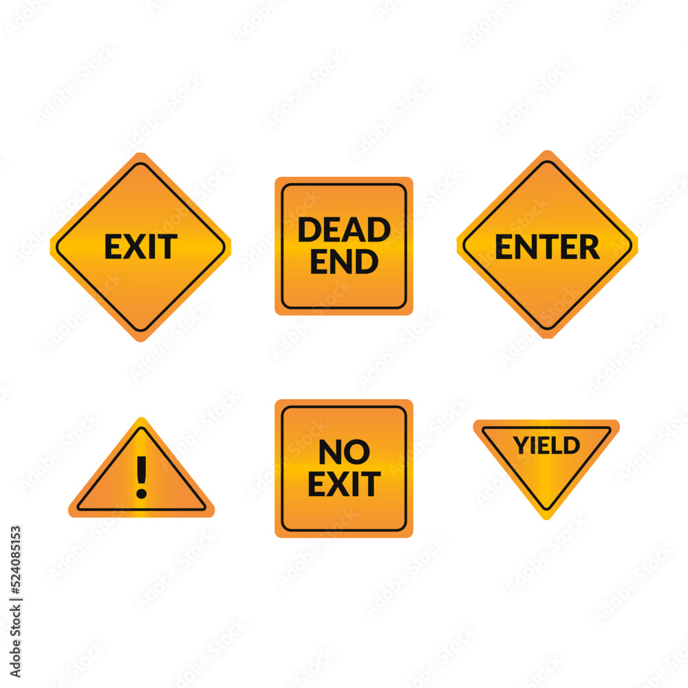 set of traffic signs icon logo design vector illustration. simple ...