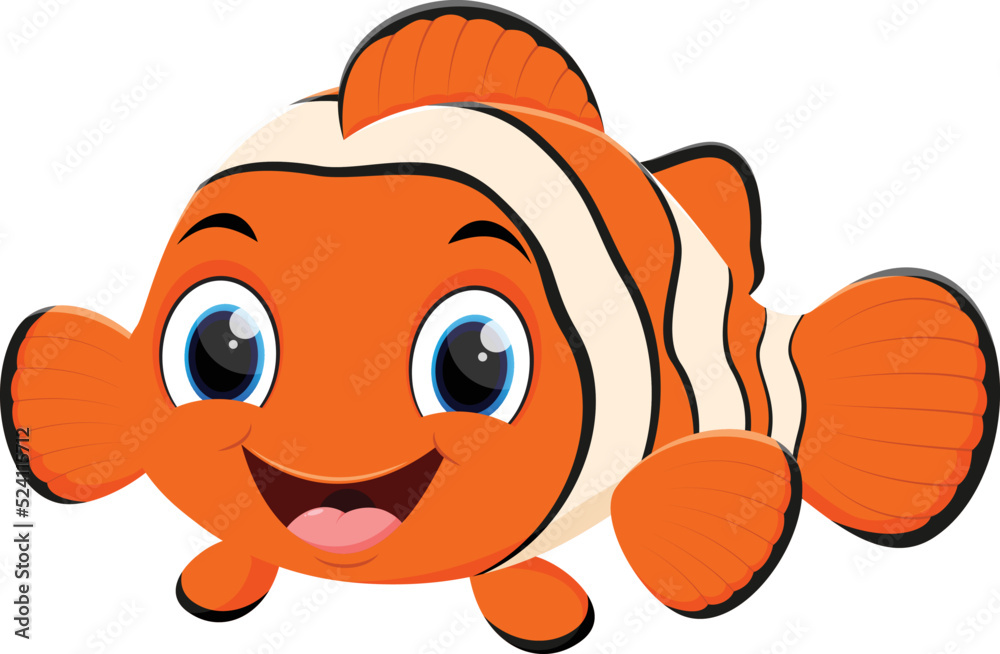 Cute clown fish cartoon isolated on white background Stock Vector ...