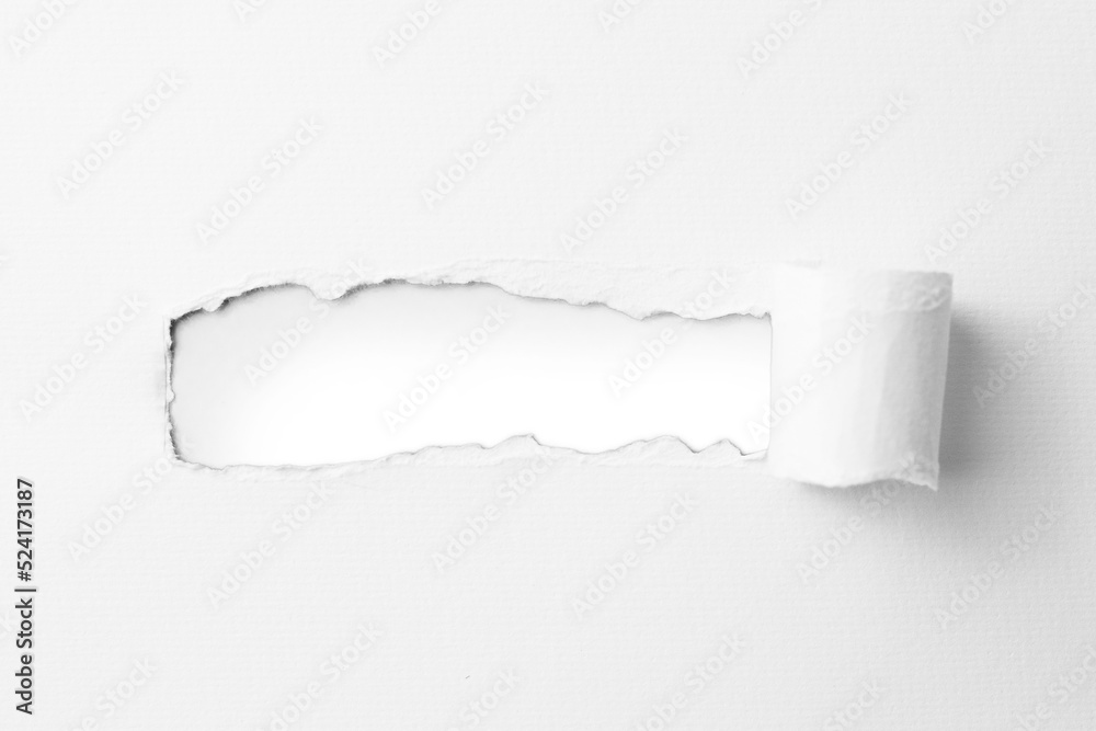 Torn paper with the curled ripped sides Stock Photo | Adobe Stock