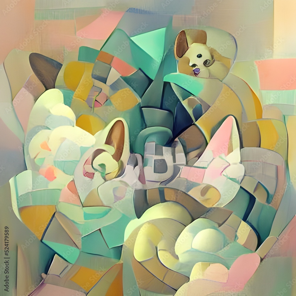 Pastel Animal Kingdom Wallpaper in Cubism Style, Wildlifes with Soft ...