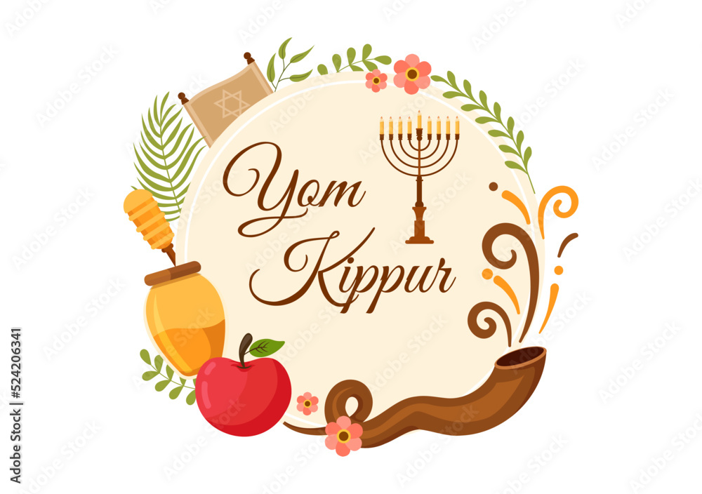 Yom Kippur Celebration Hand Drawn Cartoon Flat Illustration to Day of ...