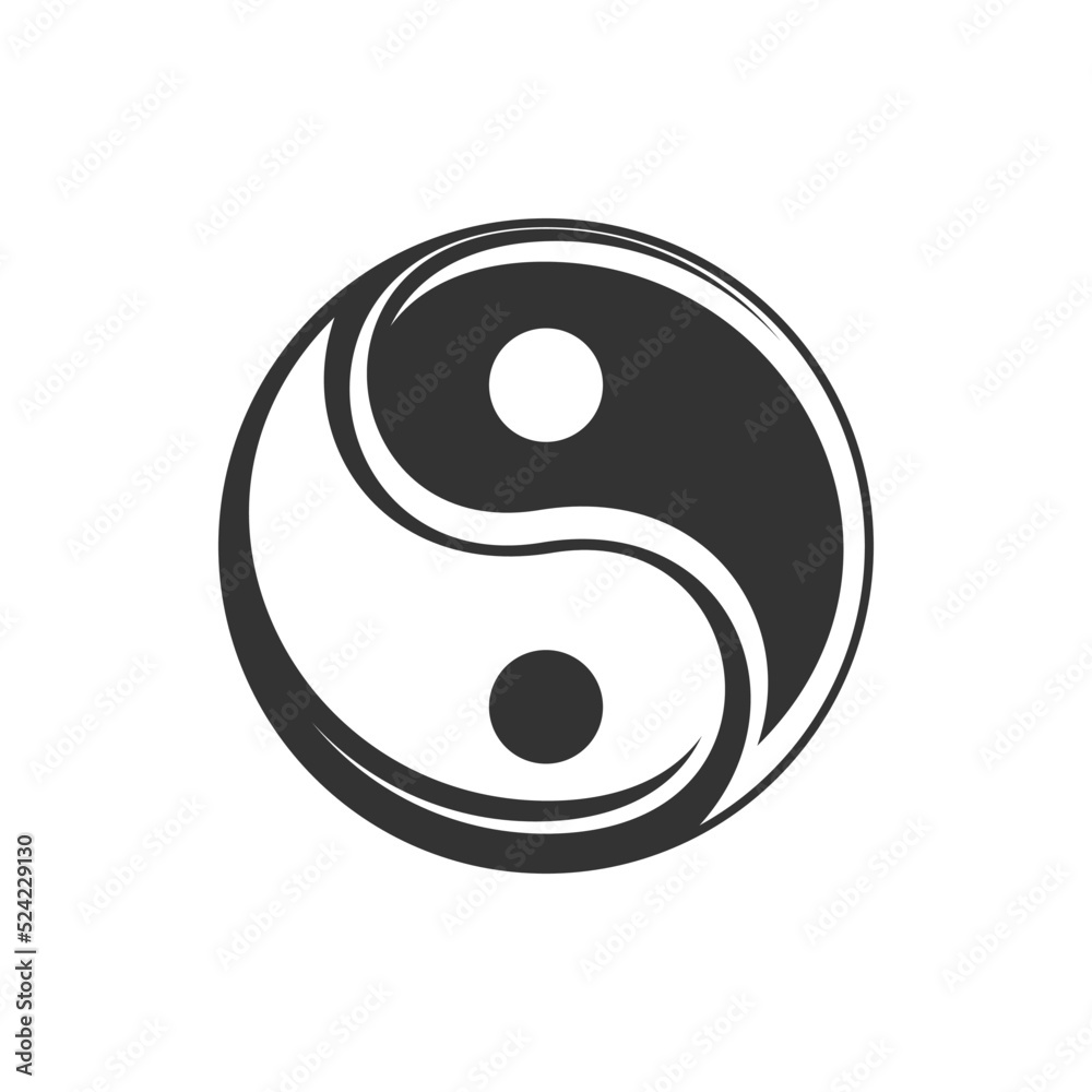 Buddhism symbol isolated yin yang sign. Vector negative and positive ...
