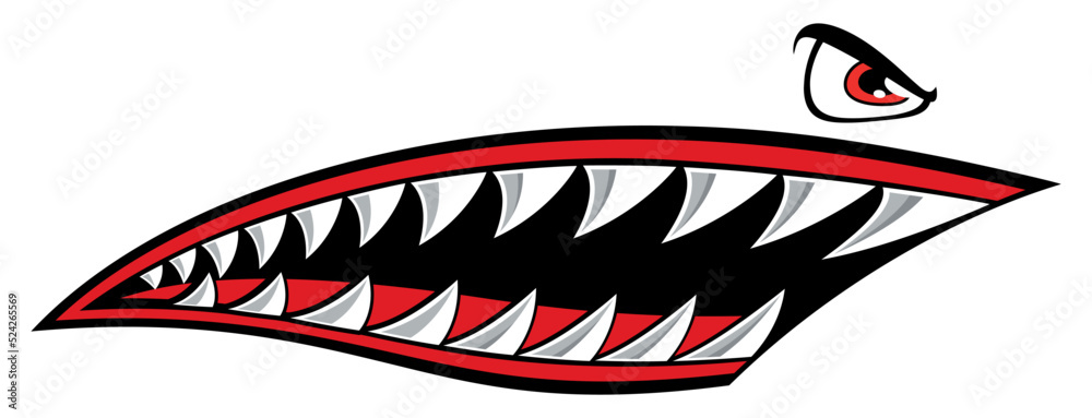 Motorcycle and car vector graphic Flying tigers shark teeth shark mouth ...