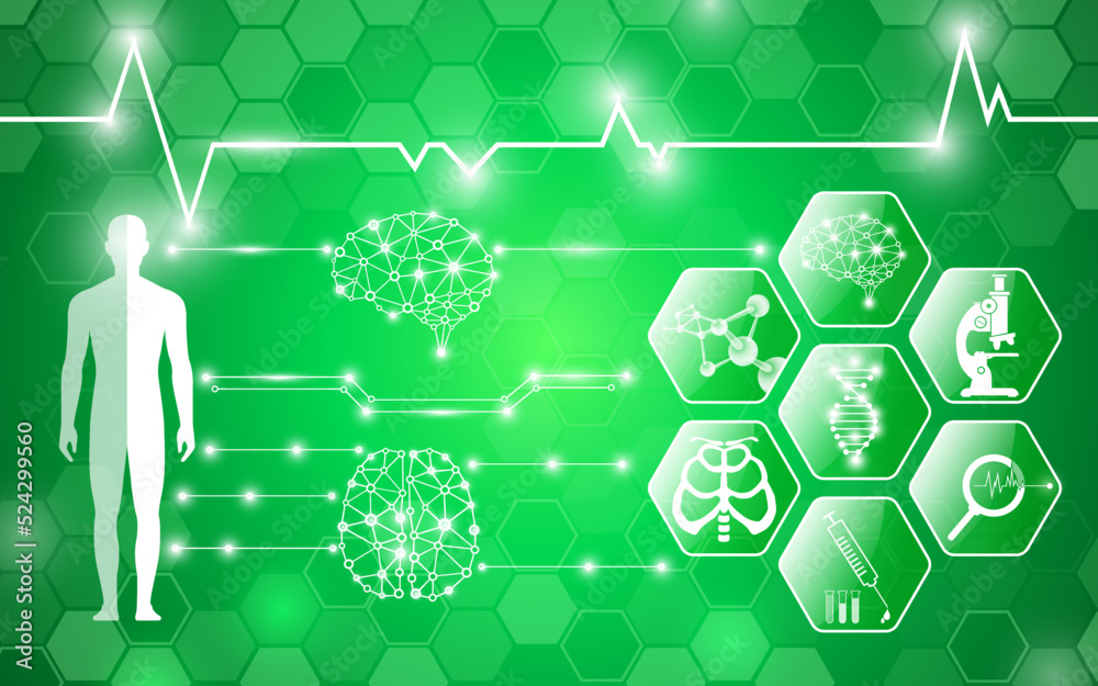 abstract background technology concept in green light,human body heal ...