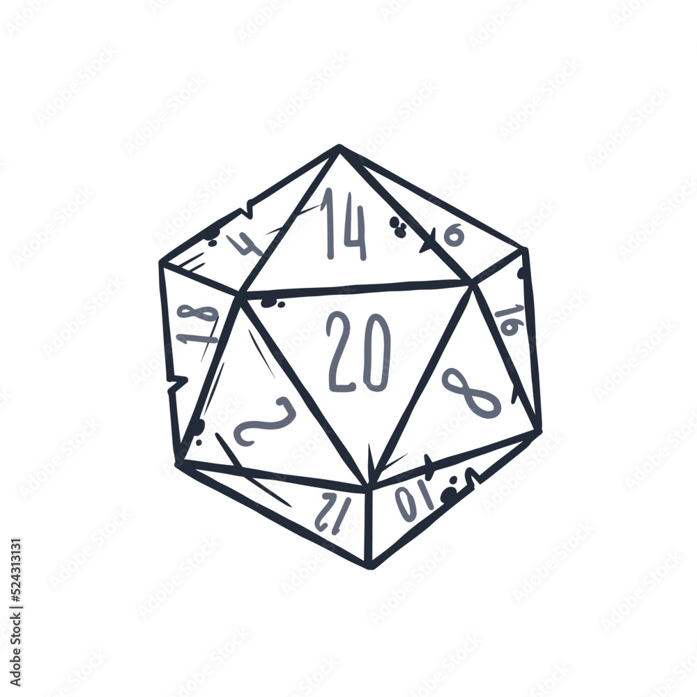 Dice d20 for playing Dnd. Dungeon and dragons board game. Cartoon ...