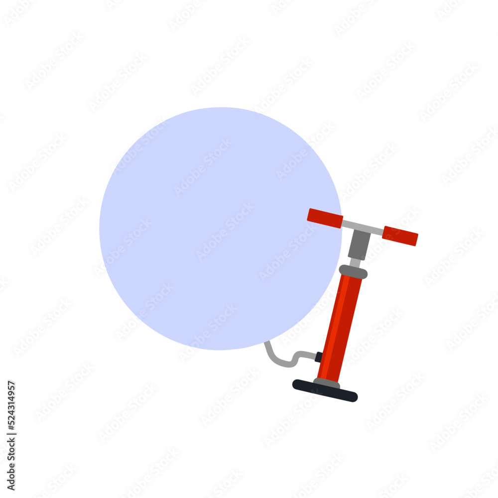 Pump inflates large balloon. Concept of bubble. Template for promotions ...