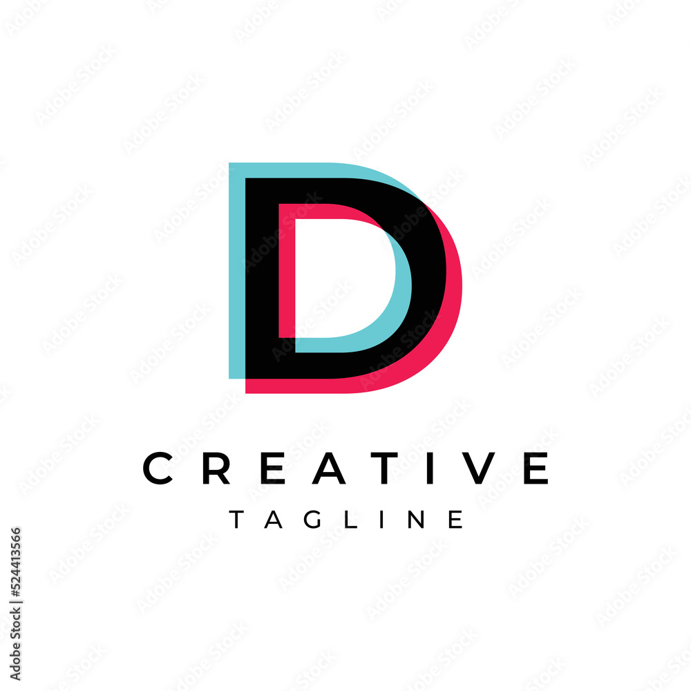 Logo template design Initial geometry of the letter D. Logo design with ...