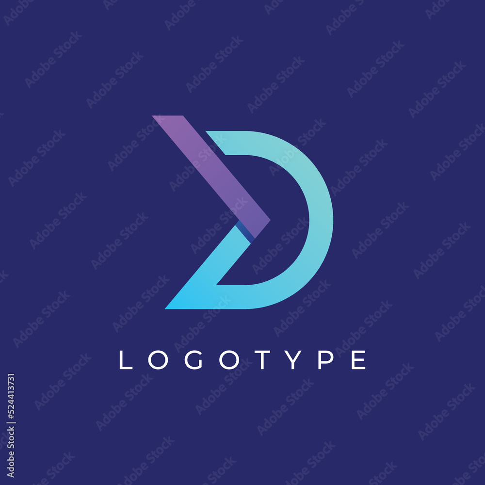 Logo template design Initial geometry of the letter D. Logo design with ...