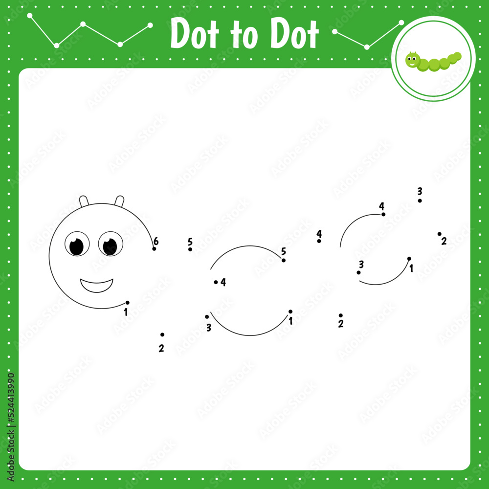 Vetor Connect the dots. Caterpillar. Dot to dot educational game ...