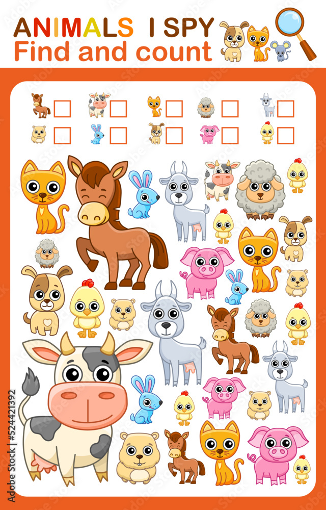 Printable worksheet for kindergarten and preschool book page. I spy ...