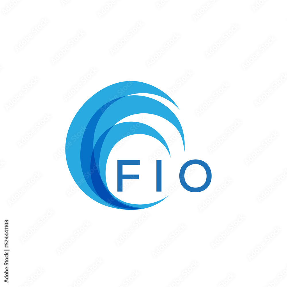 FIO letter logo. FIO blue image on white background. FIO Monogram logo ...