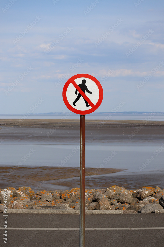 Road sign Pedestrian traffic is prohibited. No entry, no humans allowed ...