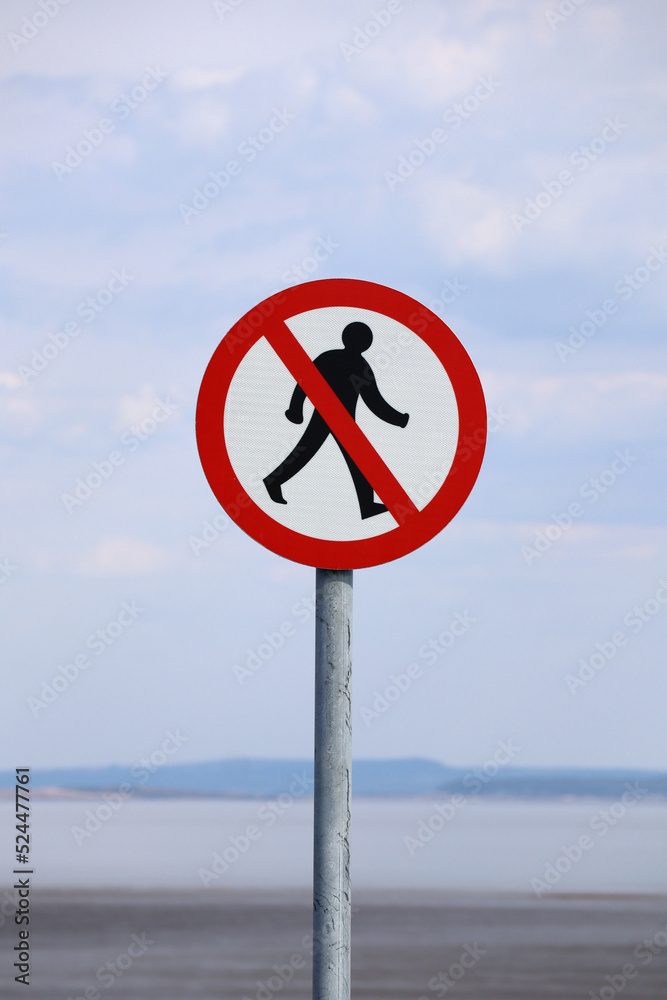 Road sign Pedestrian traffic is prohibited. No entry, no humans allowed ...