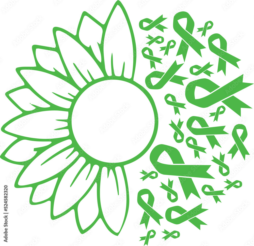 Стоковий вектор Sunflower Liver Cancer Green Ribbon vector eps,Liver ...