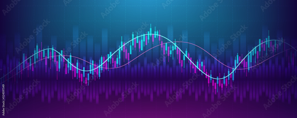 Financial graph with up trend line candlestick chart in stock market on ...