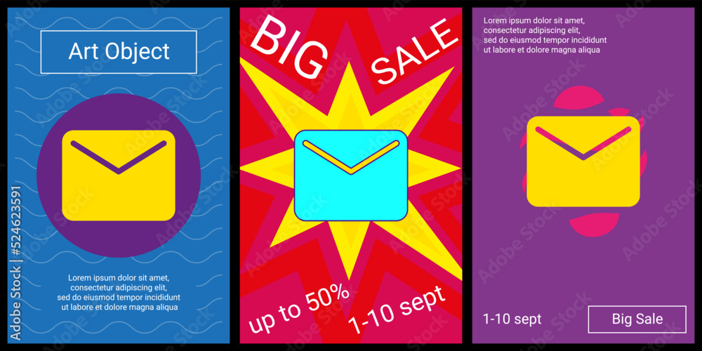 Trendy retro posters for organizing sales and other events. Large email ...