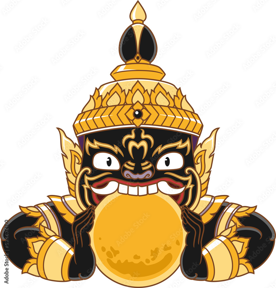 Illustration of Rahu embraces the moon. Rahu is the beast in the ...