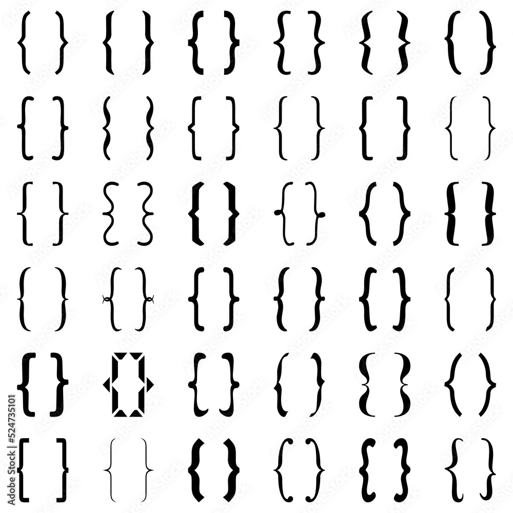 Vector de Stock Set of different opening and closing curly braces signs ...