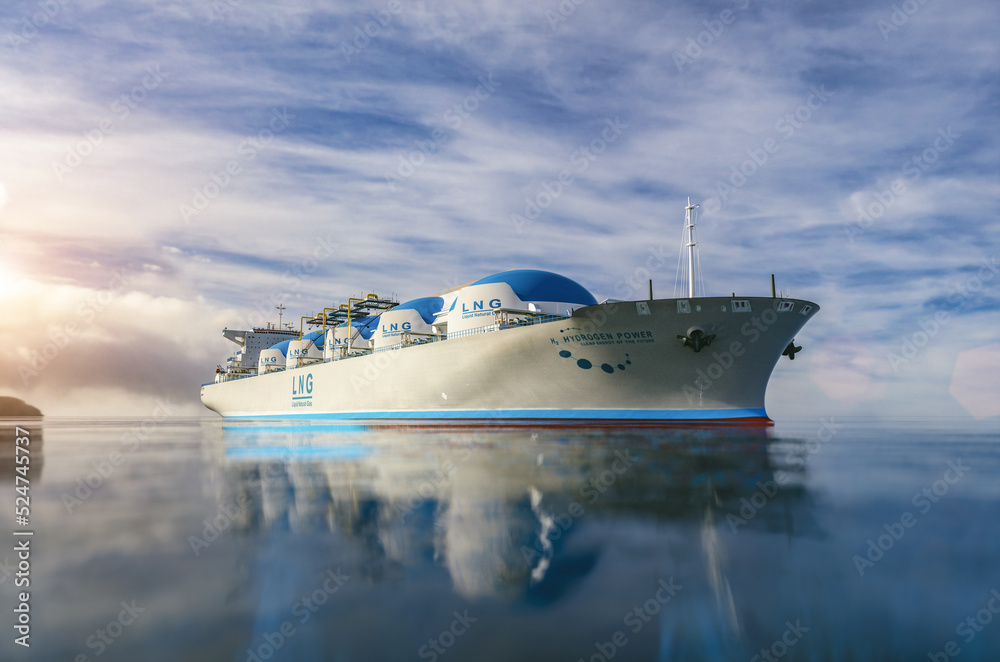 LNG - Liquified natural gas tanker with gas tanks powered with h2 ...