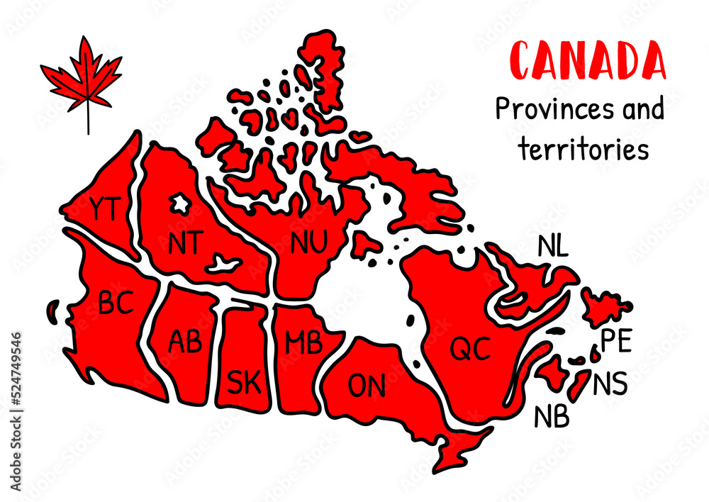 Map of Canada. Red and white print of Canada map for t-shirts, posters ...