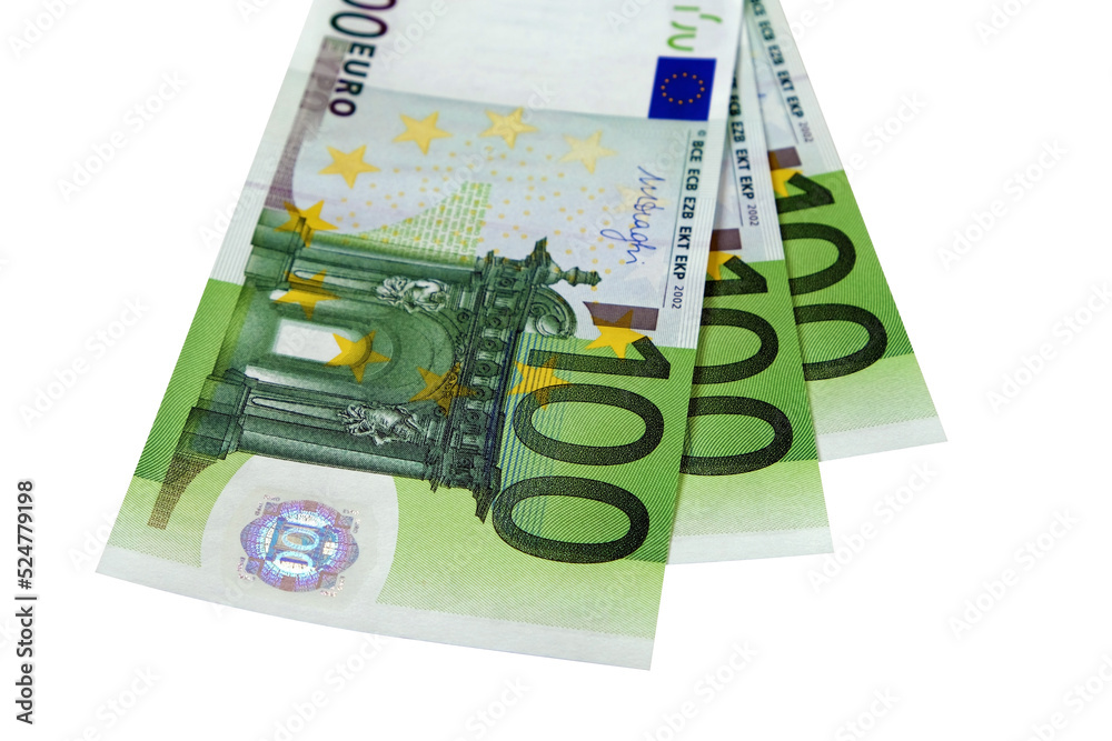 Euro 100 hundred currency notes bills isolated transparent background ...