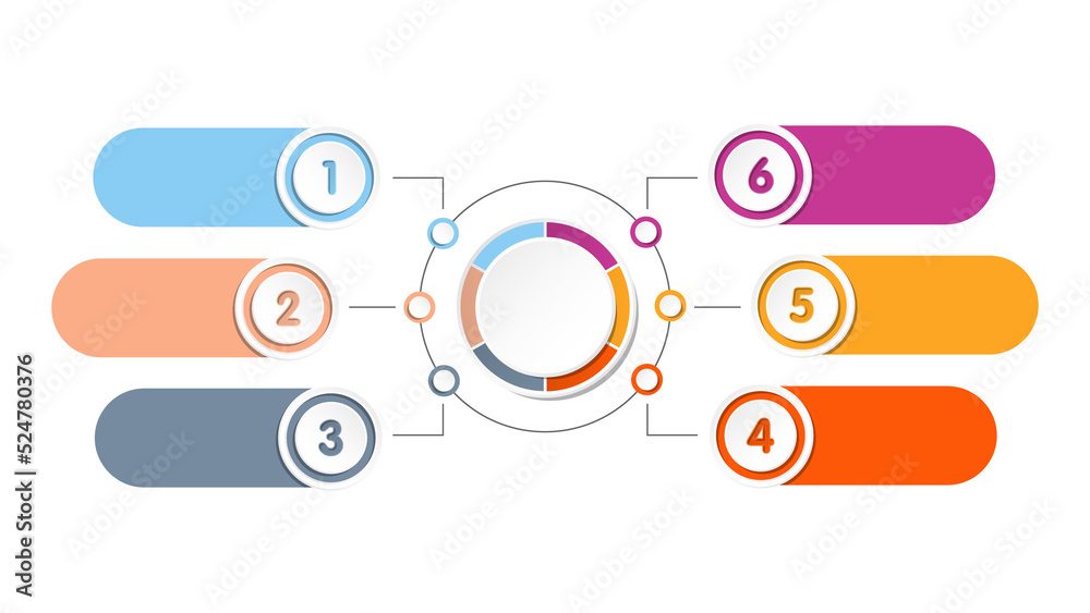 Basic circle infographic template with 6 steps, process or options ...
