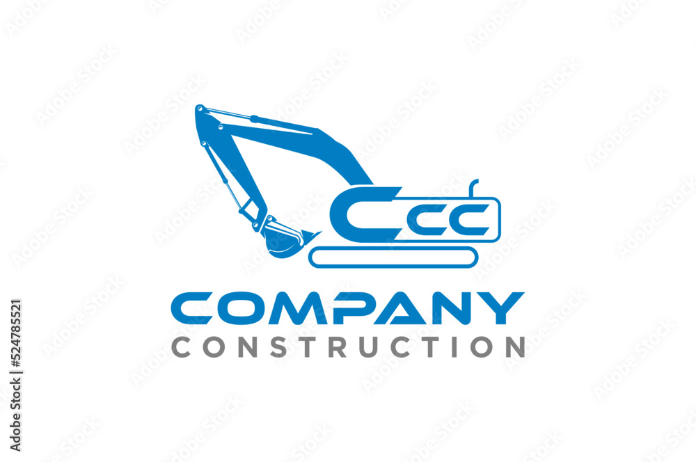 Excavator construction logo design, excavator logo element heavy ...