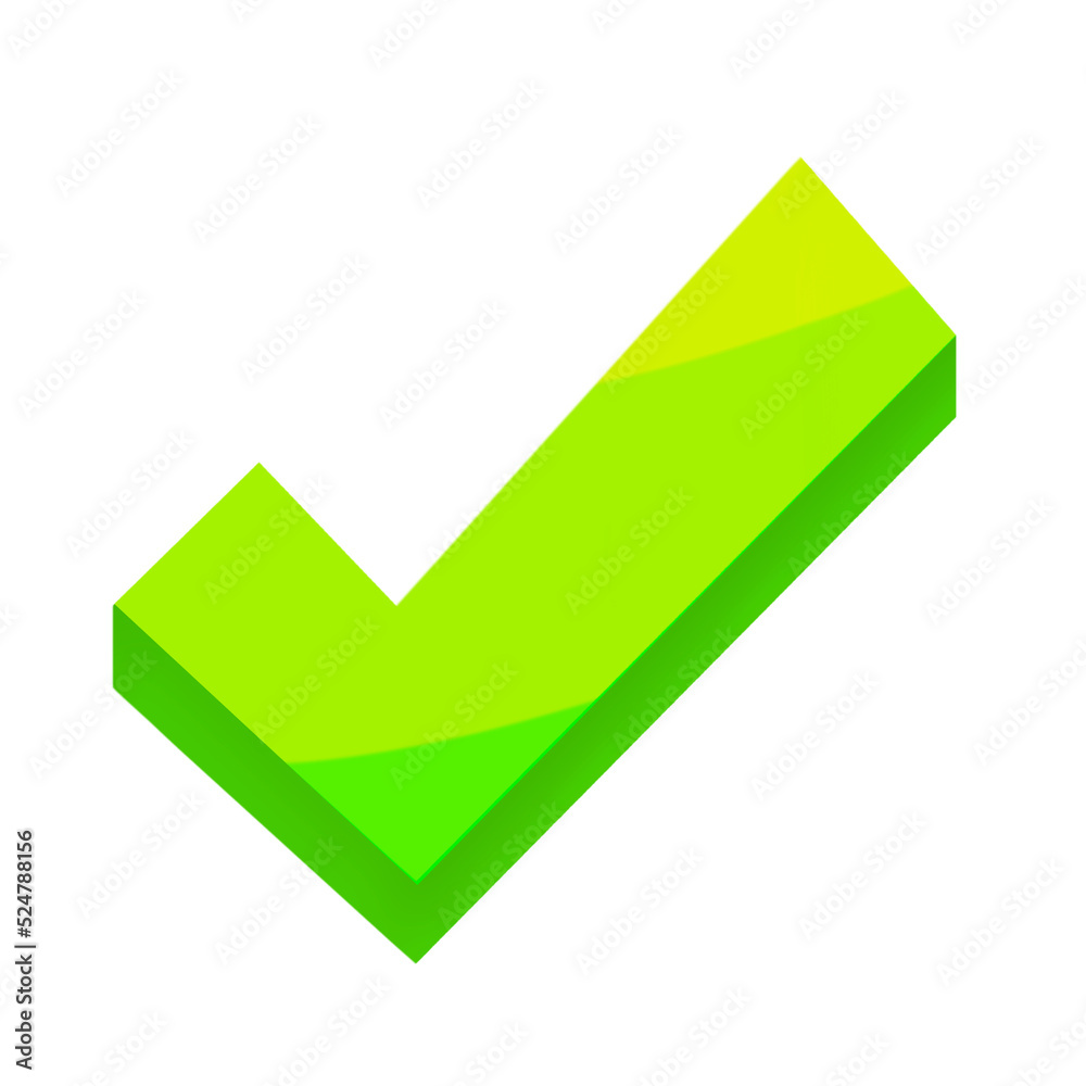 Green right check mark game asset 2D icon transparent background Stock ...