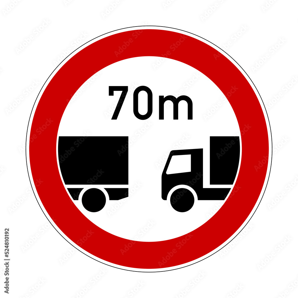 Minimum following distance road sign. Vector illustration of red ...