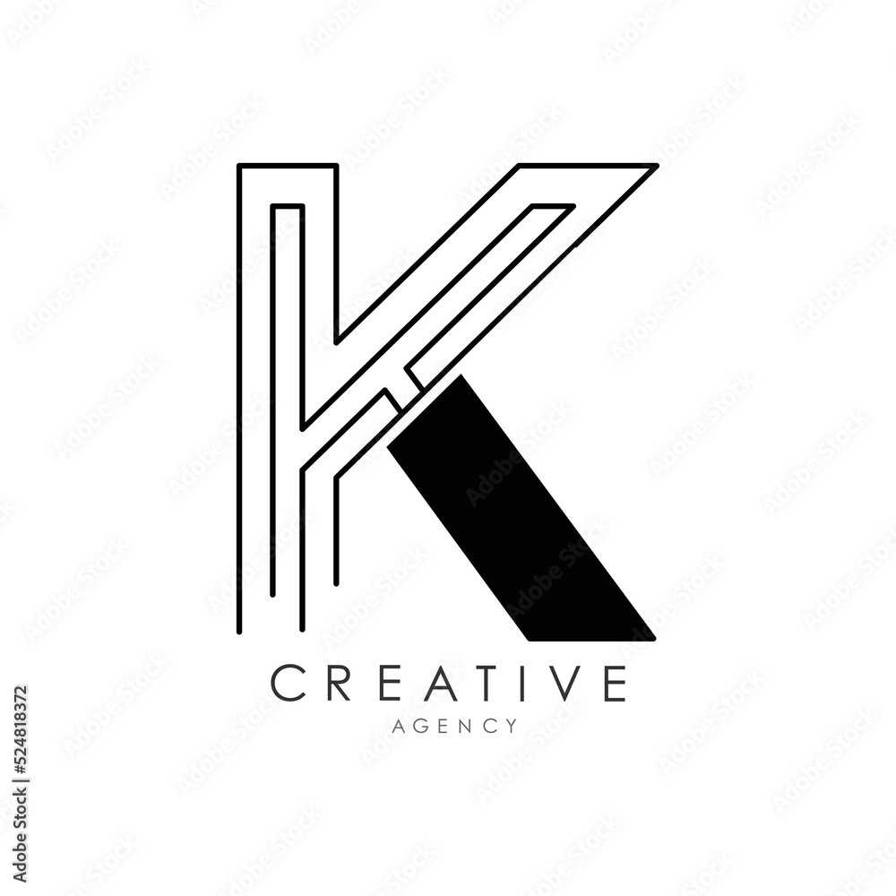 K Letter Logo With Black Line Design. Line letter symbol vector ...