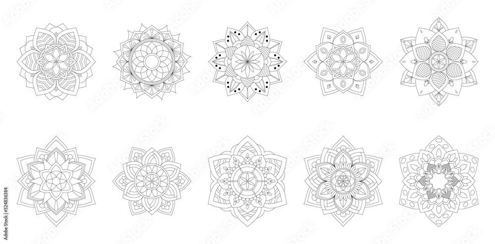 Circular Mandala for Coloring page template v14 Stock Vector | Adobe Stock