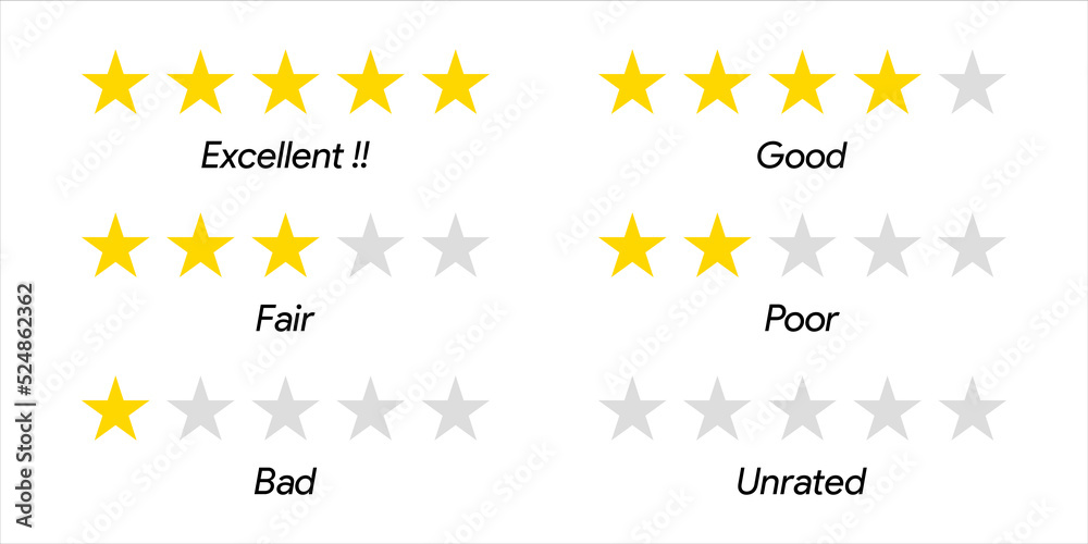 5 stars, Five star rating, Customer feedback concept icon set vector ...