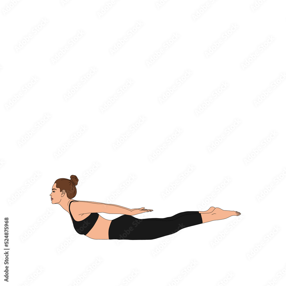 PNG Locust Pose / Salabhasana. Stretching woman portrait practicing ...