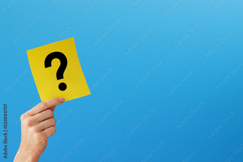 Question mark design. Hand holding note paper with question mark on ...