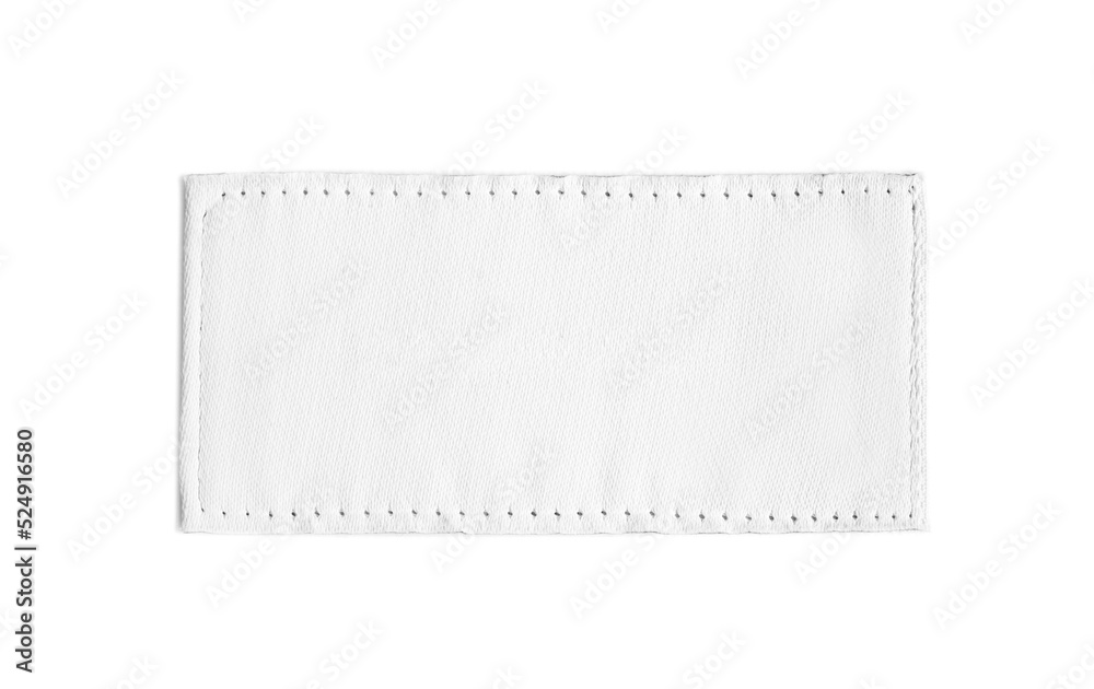 Blank clothing label isolated on white, top view Stock Photo | Adobe Stock