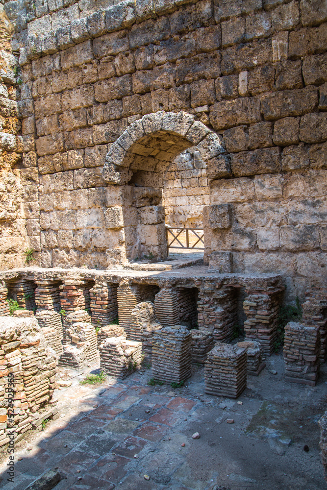Perge, Ancient Romans baths. Ruins of the city Perga, Greek colony from ...