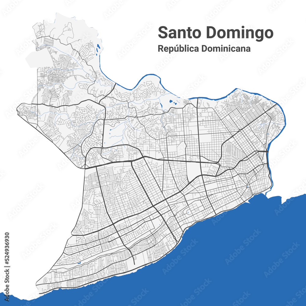 Santo Domingo vector map. Detailed map of Santo Domingo city ...