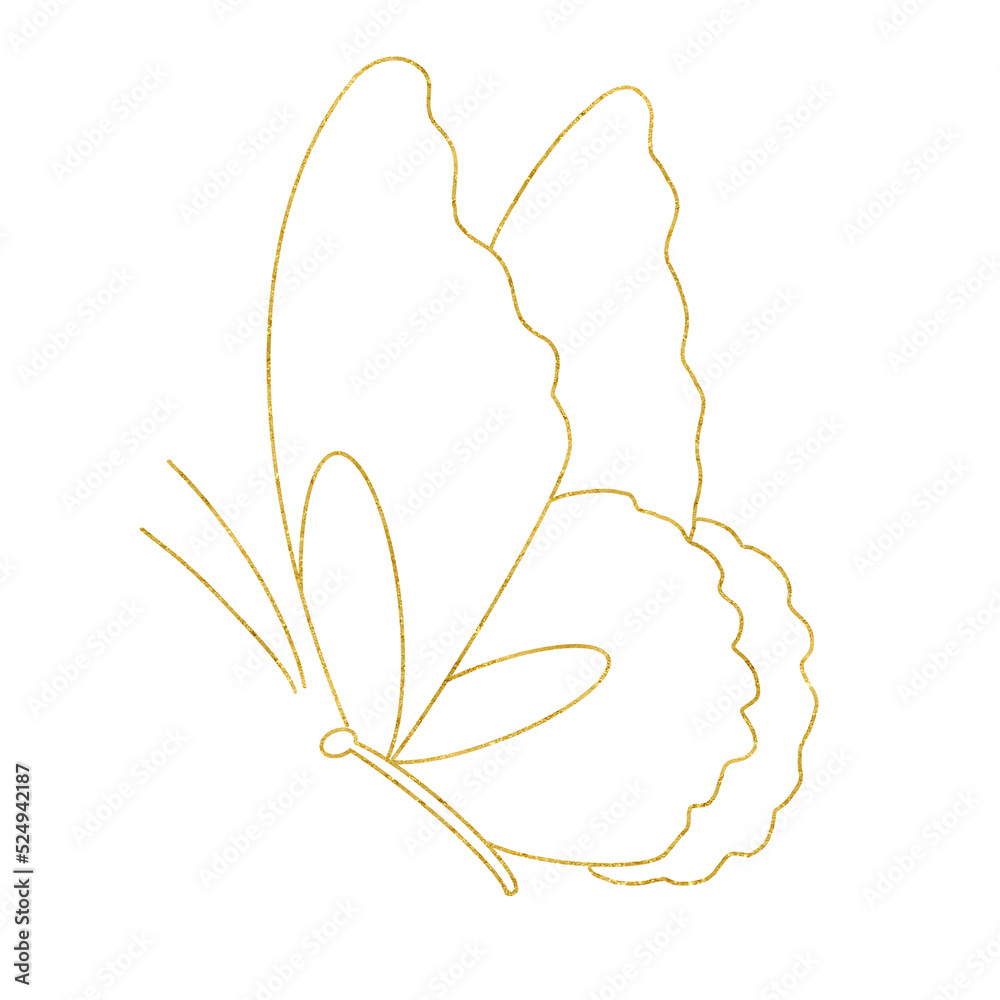 Gold Line Art Butterfly Stock Photo | Adobe Stock