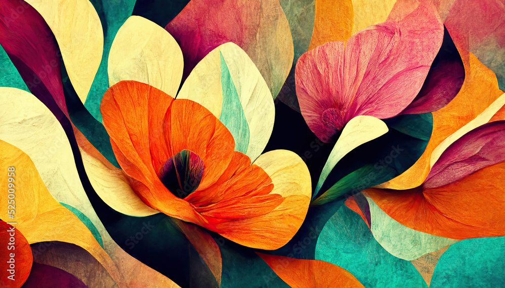 Abstract colorful flowers decorative background. Beautiful floral ...