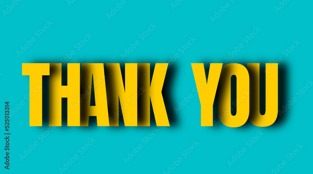 Thank you big paper cut lettering with shadows over blue turquoise ...