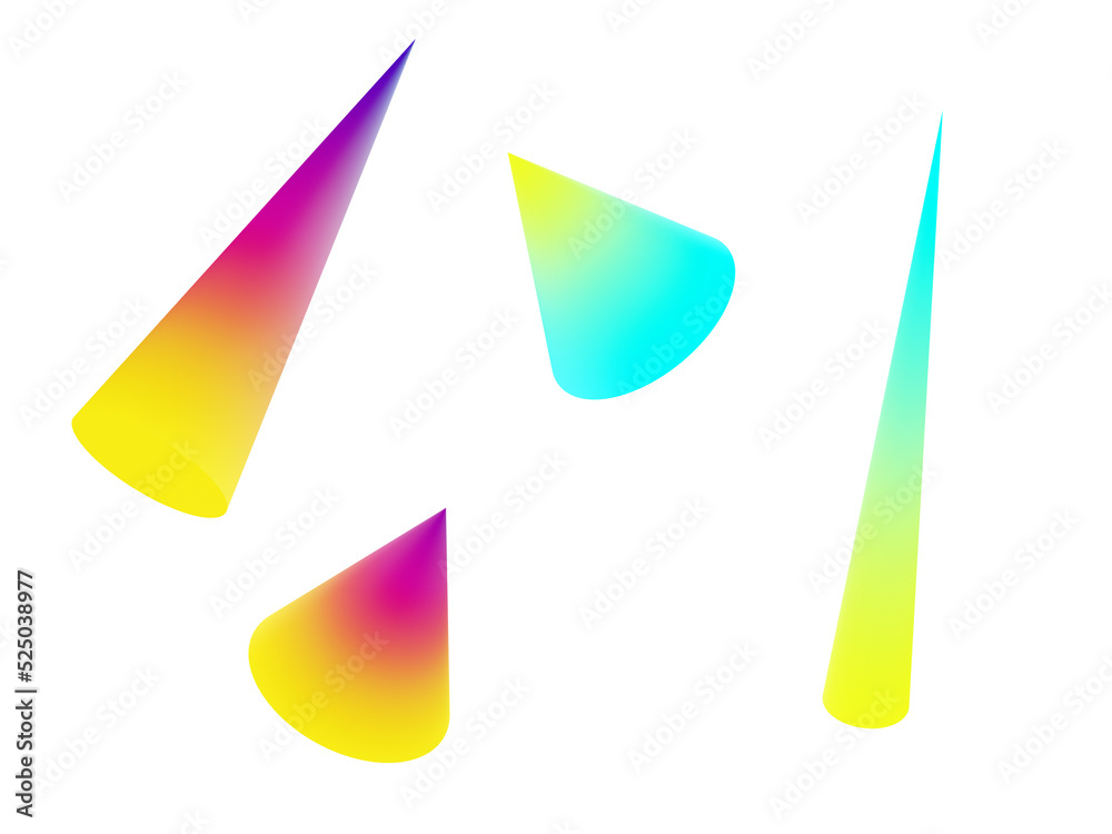 3d render, abstract colorful neon geometric shapes isolated on ...